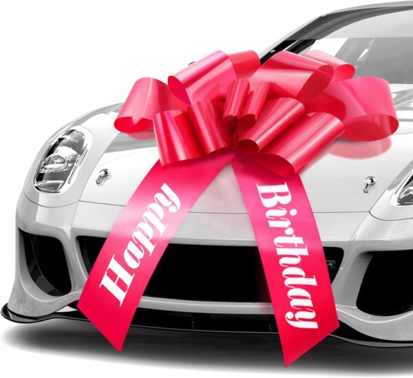 MIFFLIN-USA Happy Birthday Bow, Giant Car Bow (Matte Red, 30 inch) Big ...