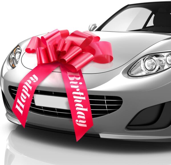 Mifflin-USA Happy Birthday Bow, Large Car Bow (Matte Red, 23 inch) Big ...